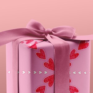 Cottagecore Valentine's Day Wrapping Paper Roll With Red and Pink Heart ...