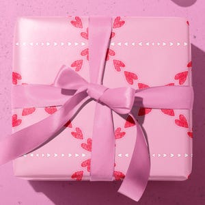 Cottagecore Valentine's Day Wrapping Paper Roll With Red and Pink Heart ...