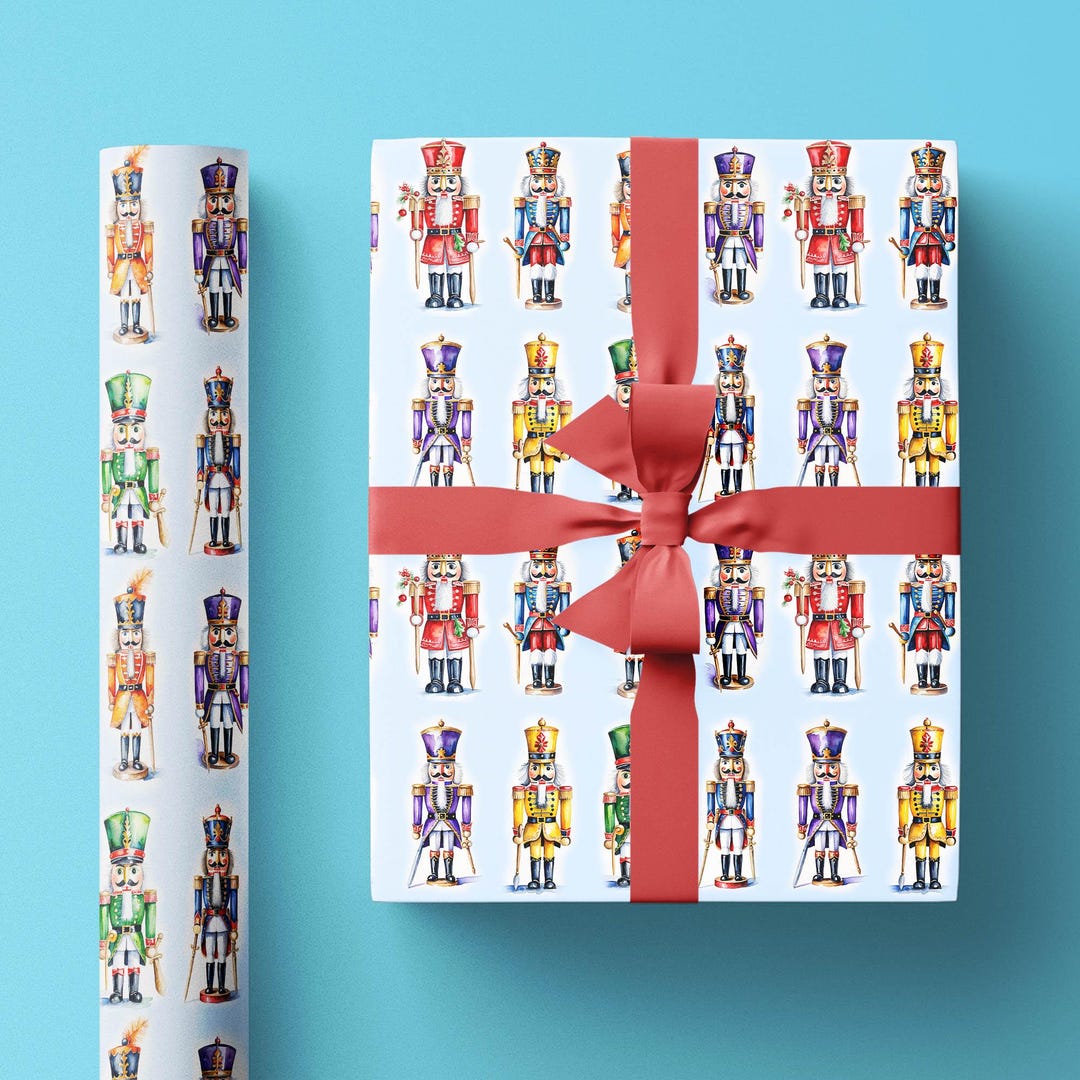 Nutcracker Holiday Gift Wrap, Designer Wrapping Paper Roll With ...