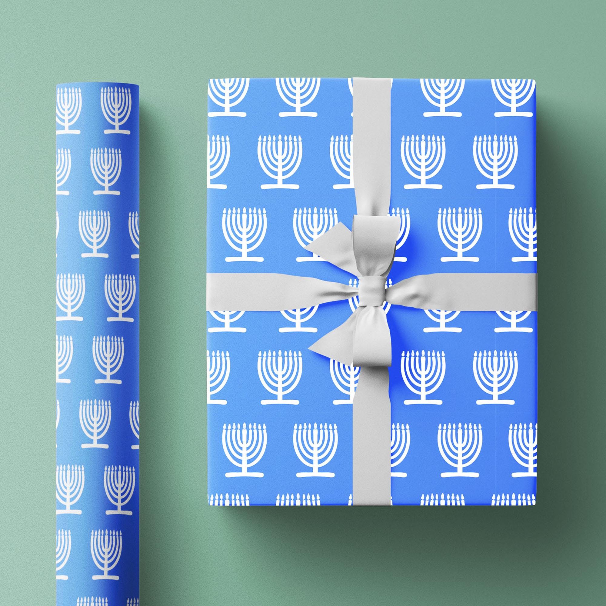 Hanukkah Wrapping Paper Roll, Blue and White Star of David Print ...