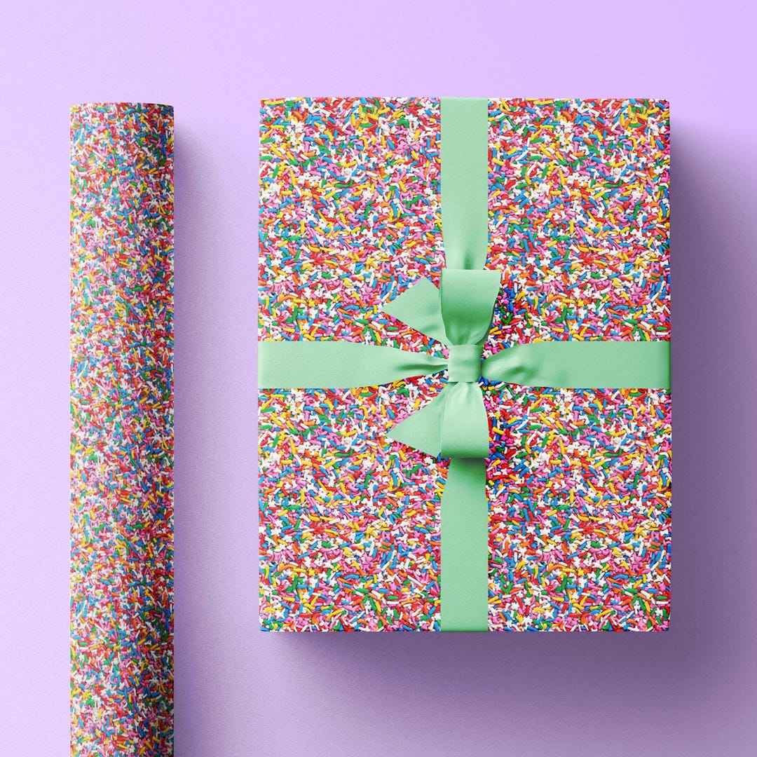 Funny Wrapping Paper Roll for Birthdays, Ice Cream Sprinkles Gift Wrap ...