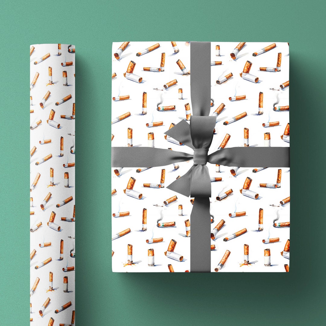 Funny Wrapping Paper With Cigarette Butt Print for Holiday Gifts ...