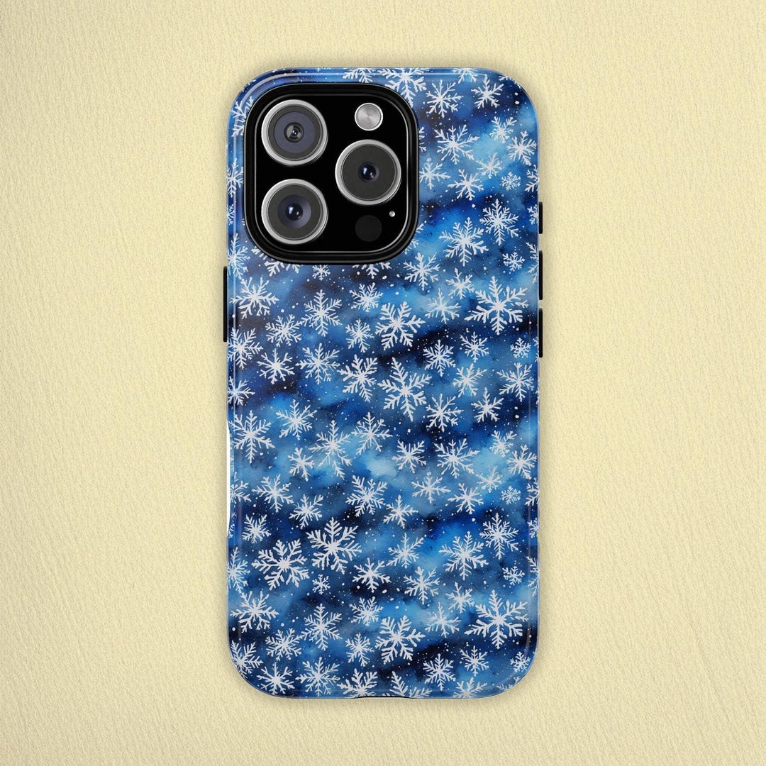 IPhone 17 Case, Blue and White Snowflake Phone Case for Iphone, Galaxy ...