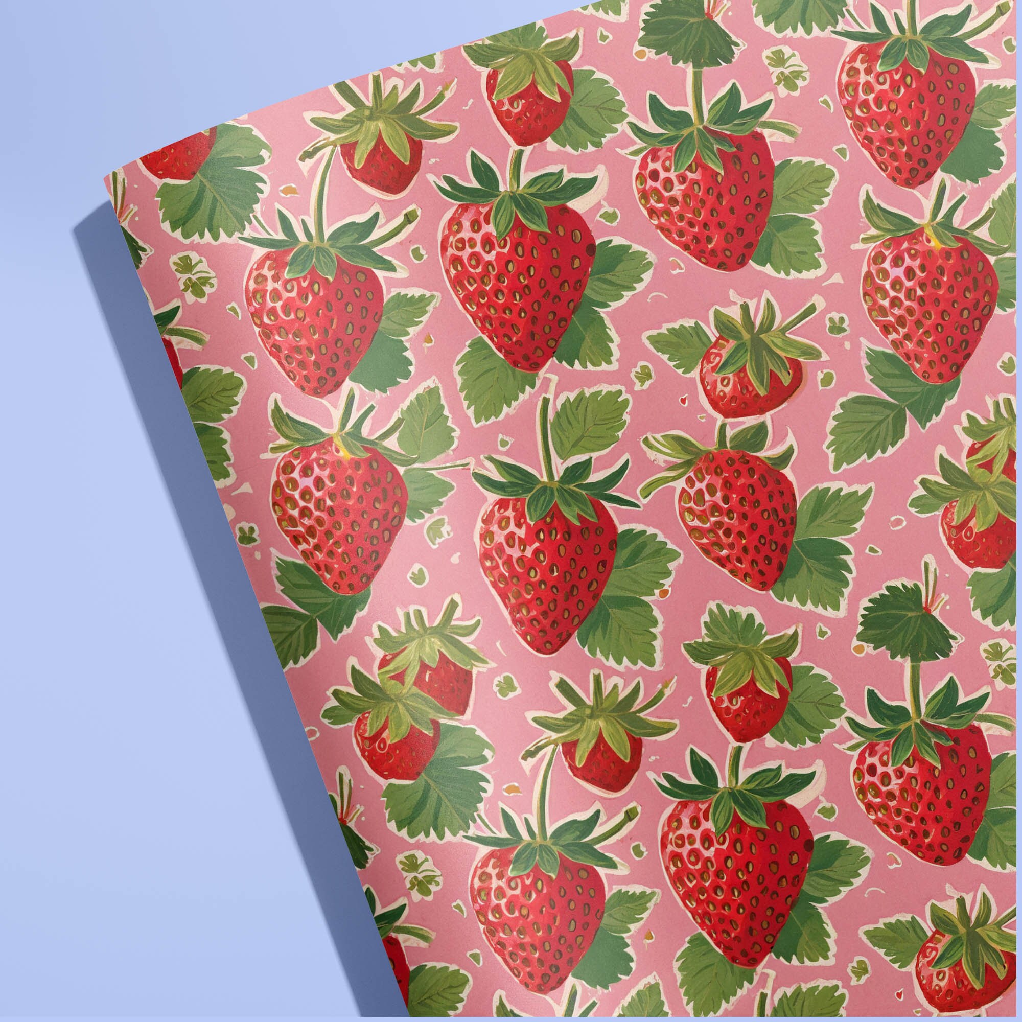 Cottagecore Wrapping Paper Roll With Pretty Strawberry Print, Coquette ...