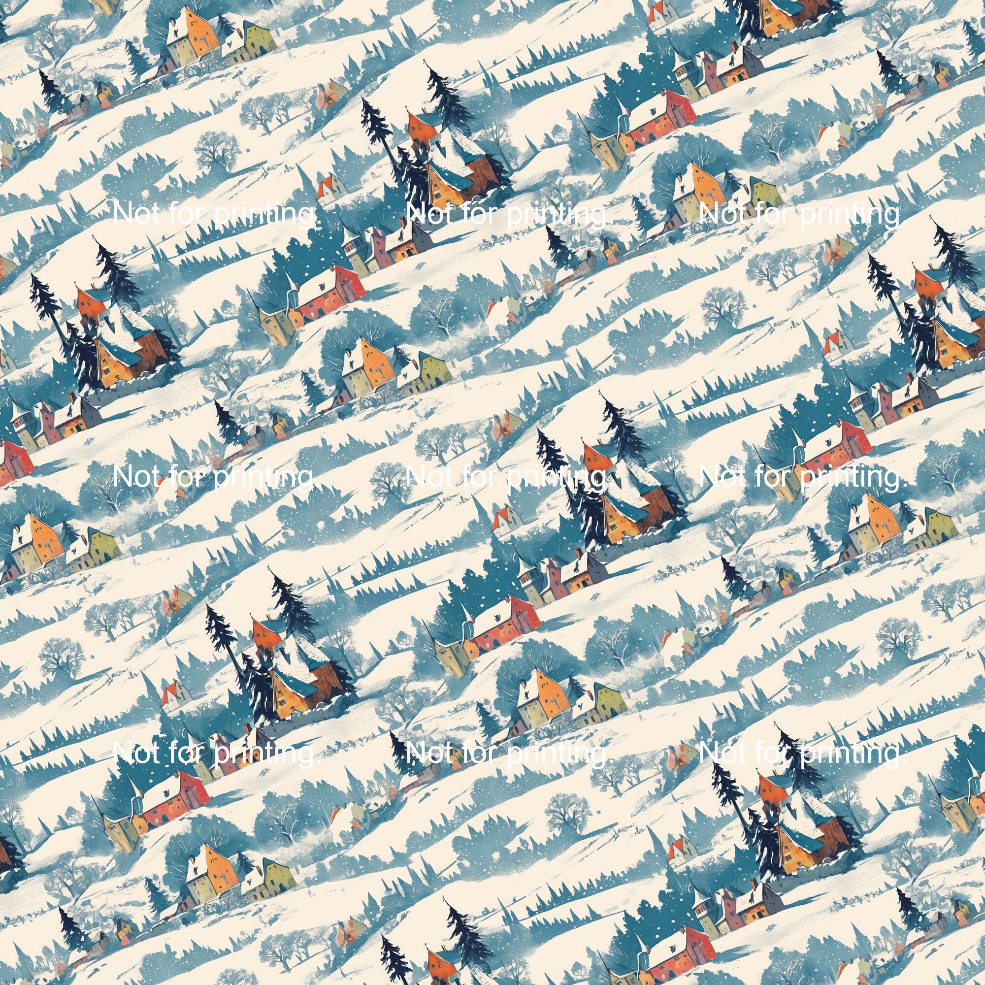 Vintage Inspired Wrapping Paper Roll With Country Village, Unique Gift ...