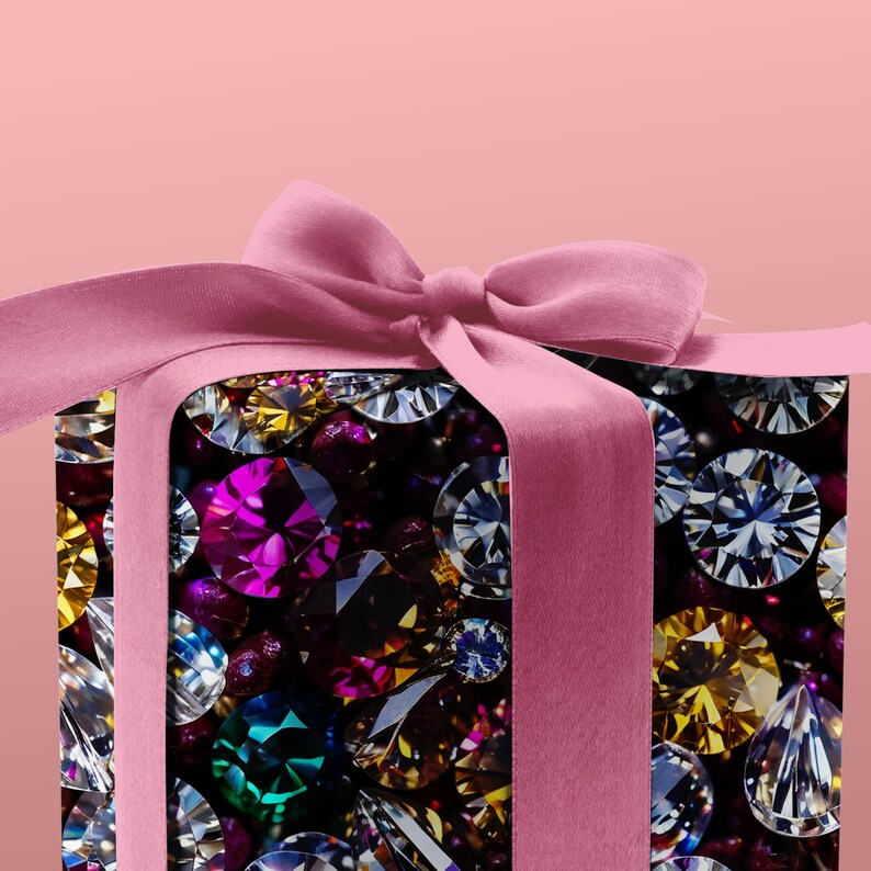 Jewel and Diamond Wrapping Paper Roll With Sparkling and Girly Pattern ...