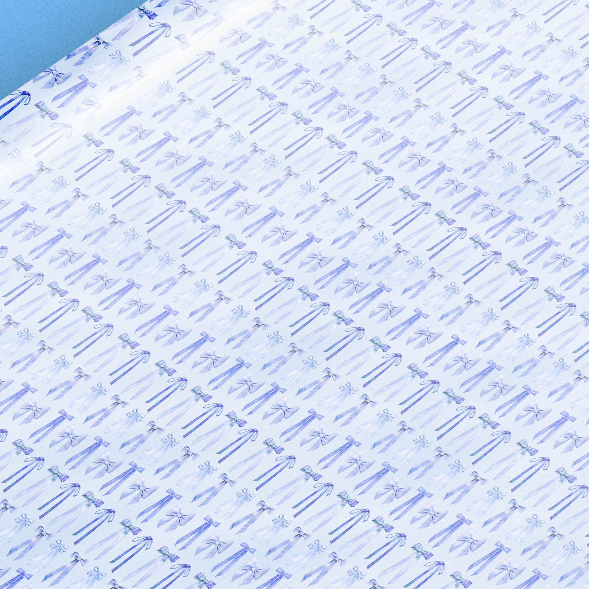 Coquette Wrapping Paper With Light Blue Bow Pattern, Baby Shower or ...