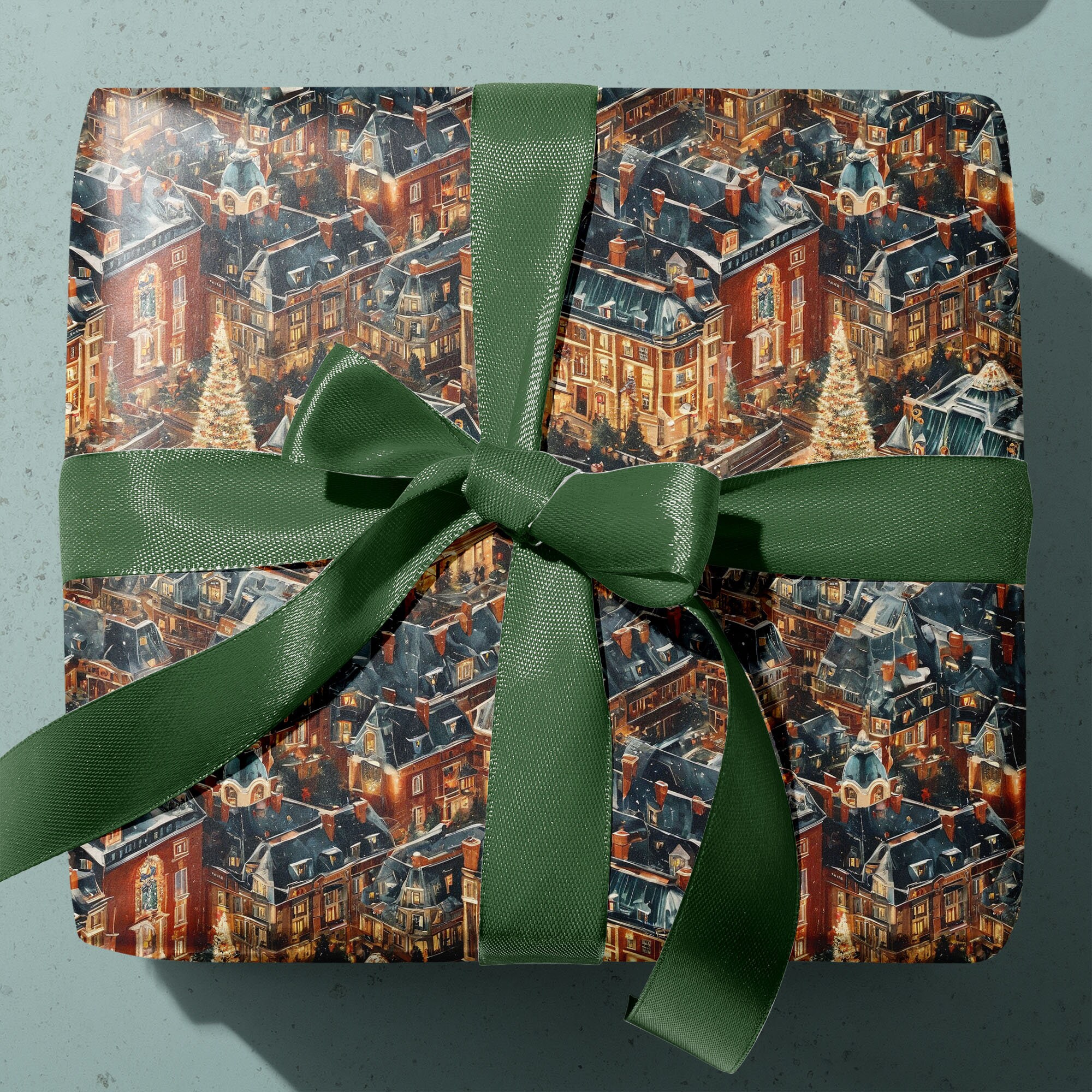 Pretty Christmas Wrapping Paper Roll, Bright Lights Big City Design ...