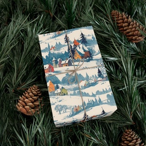 Vintage Inspired Wrapping Paper Roll With Country Village, Unique Gift ...