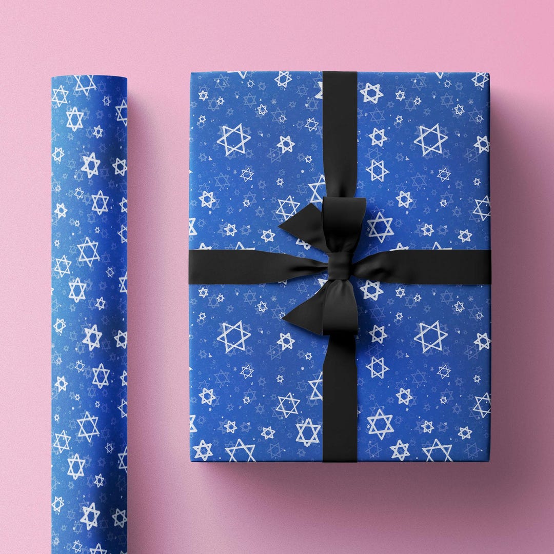 Hanukkah Wrapping Paper Roll, Pretty & Unique Chanukah Gift Wrap in ...