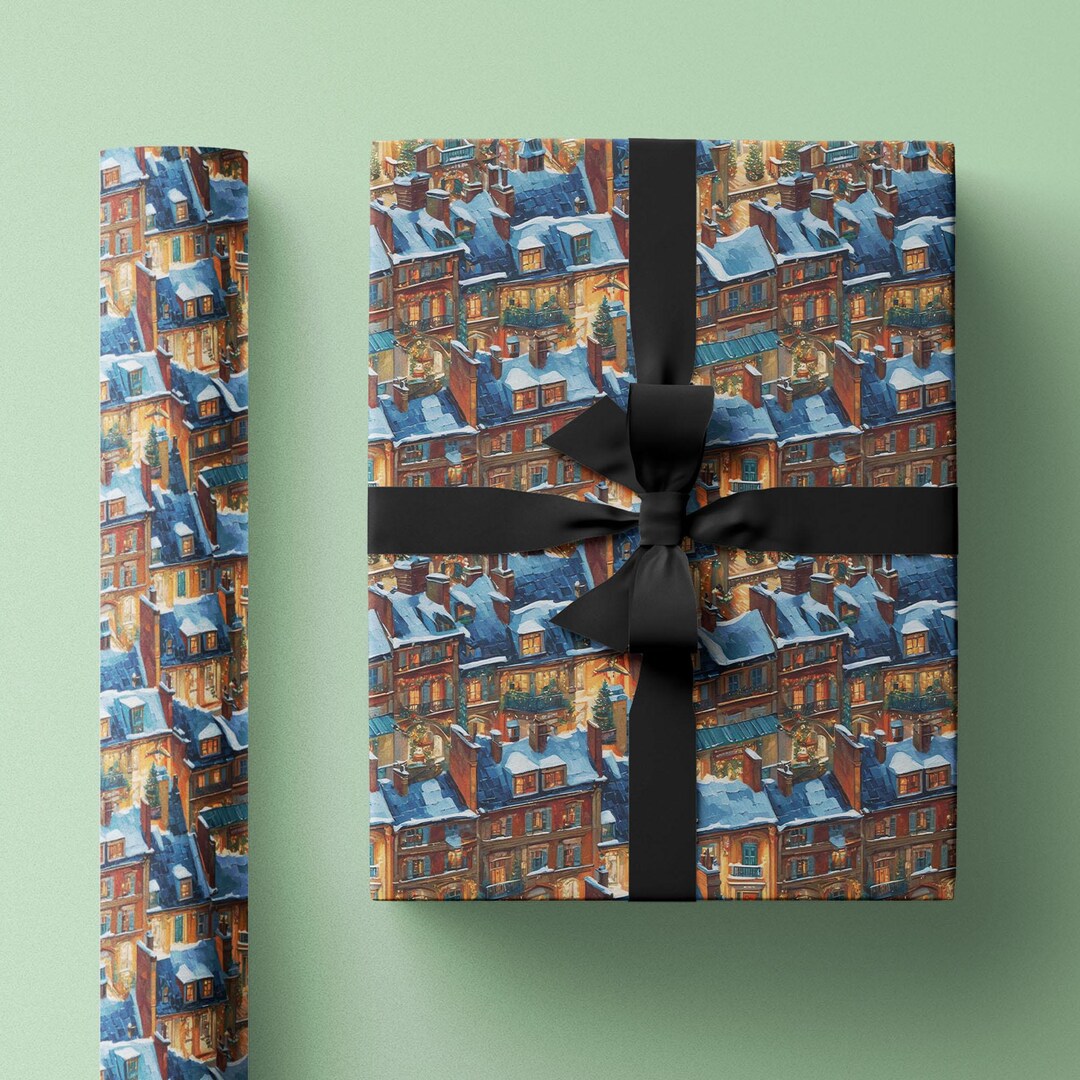 Pretty Christmas Wrapping Paper Roll, Bright Lights Big City Design ...
