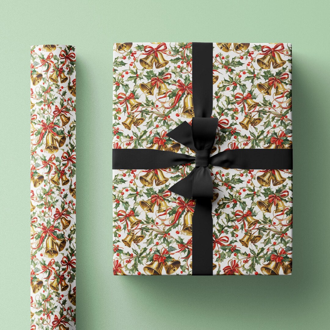 Vintage Inspired Christmas Wrapping Paper Roll, Unique Holiday Gift ...
