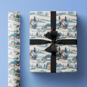 Vintage Inspired Wrapping Paper Roll With Country Village, Unique Gift ...