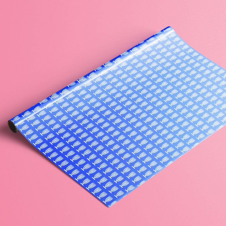 Hanukkah Wrapping Paper Roll, Blue and White Star of David Print ...
