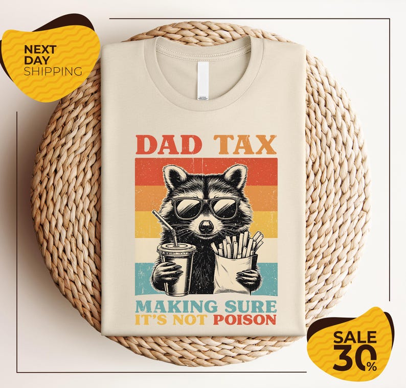 Dad Tax Raccoon Shirt | Funny Dad Tax Shirt | Retro Style Dad Tee ...