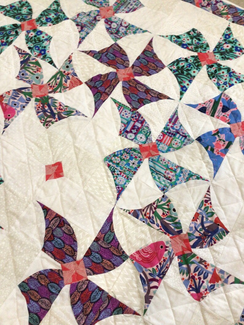 Pinwheel Baby Quilt,modern Blue Baby Shower Gift,46 Inch Square Crib ...