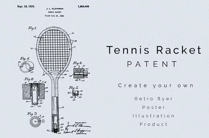 Poster Tennis Racket Patent - Printable Wall Art - Etsy