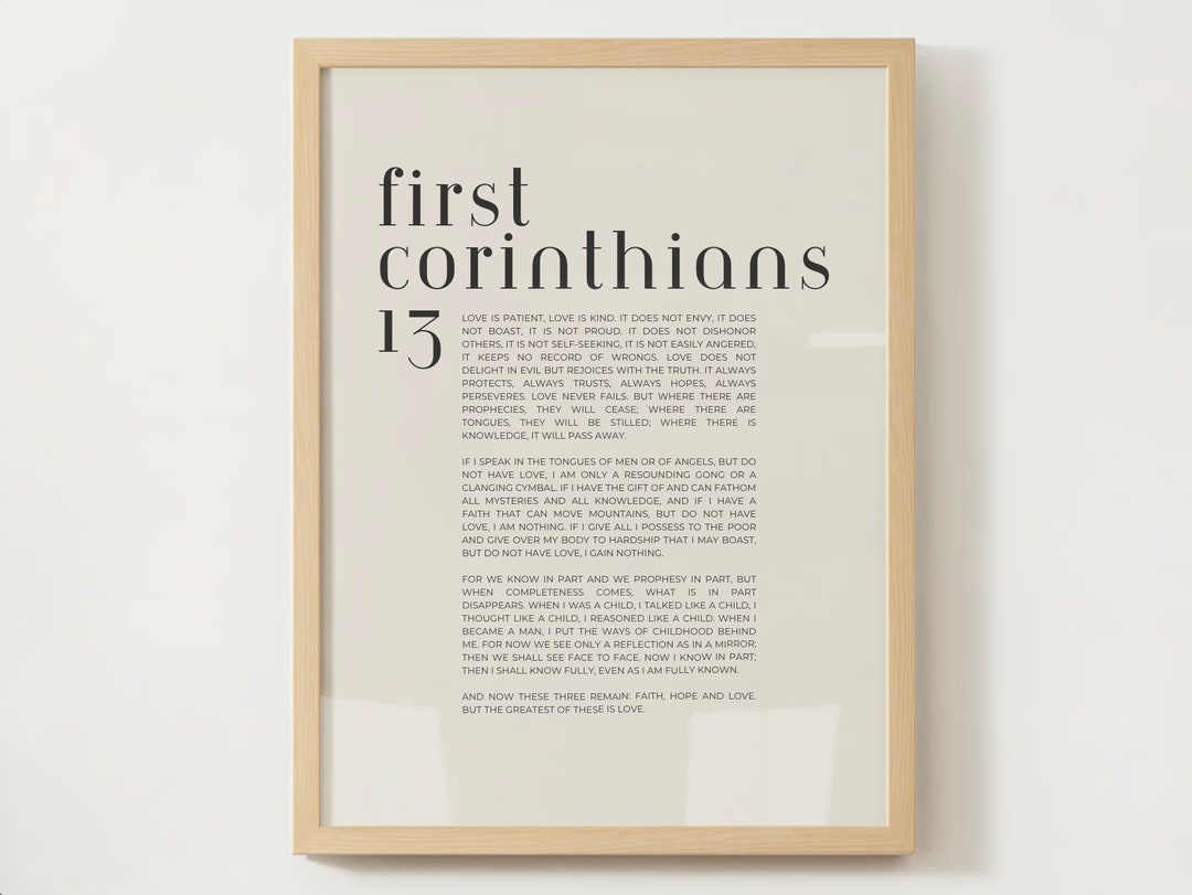 1 Corinthians 13 Printable, Christian Scripture Wall Art, Love Verse ...