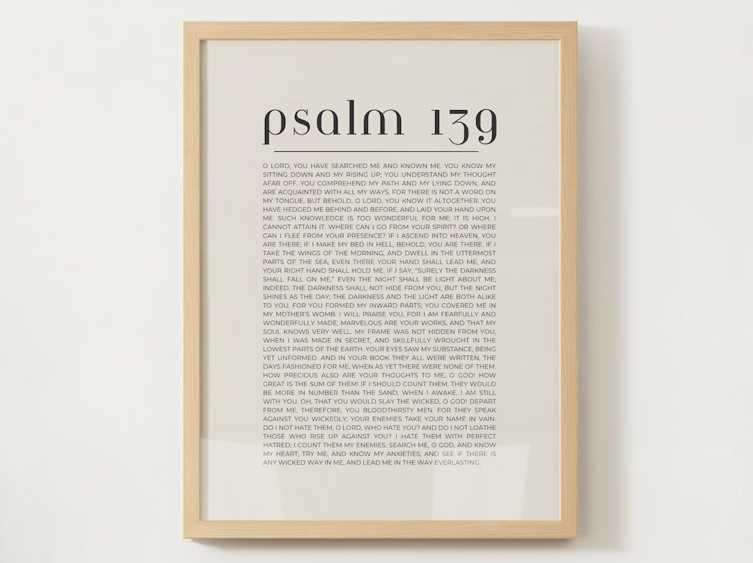 Psalm 139 Printable - Bible Quote Art for Christian Home, Instant ...