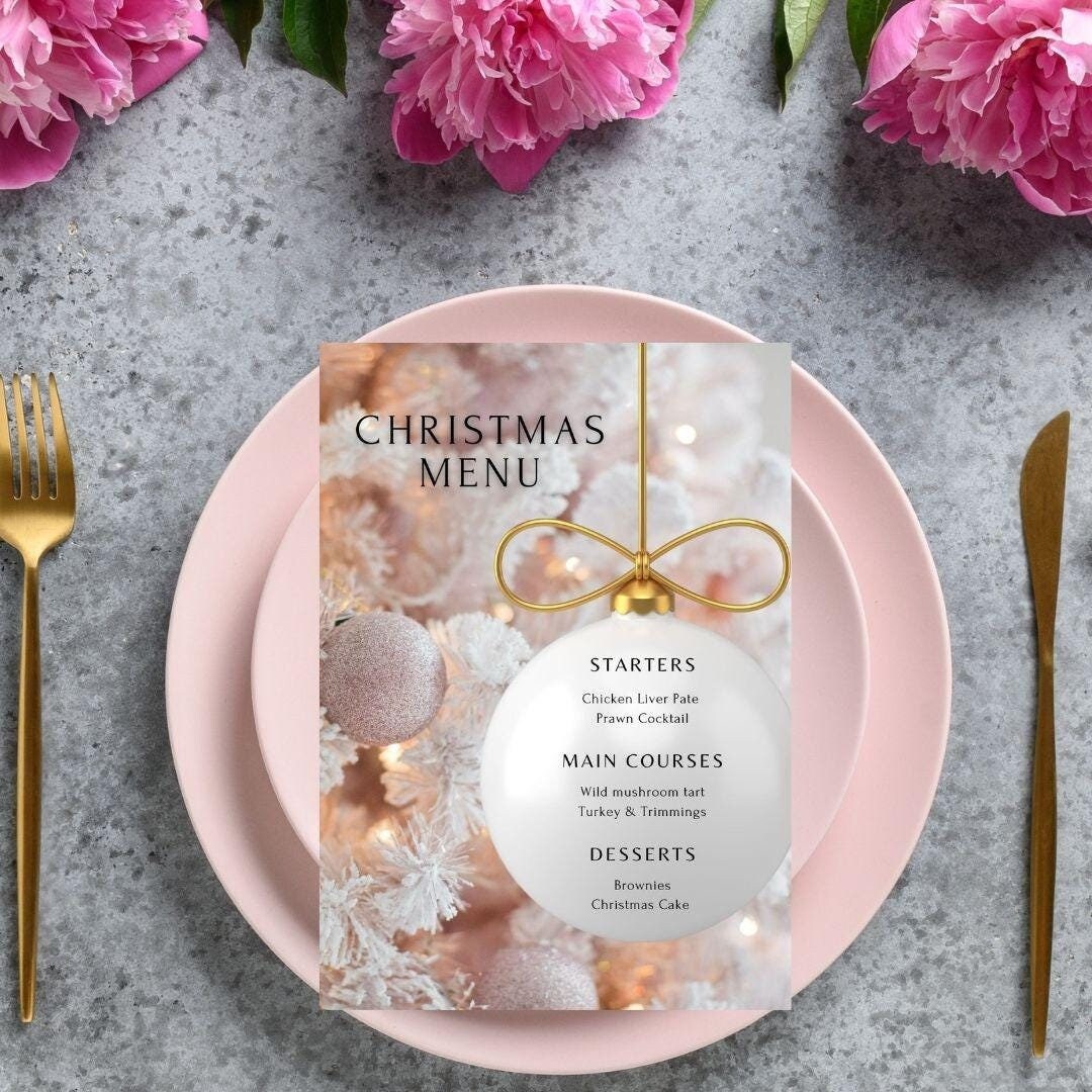 Christmas Menu Card, Holiday Menu Template, Printable Menu, Christmas ...