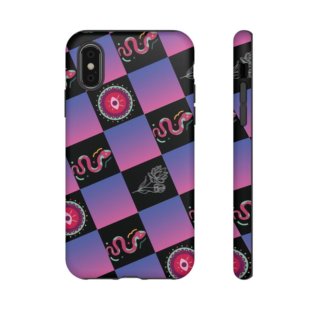 Neon Pop Snake Floral Eye Tough Phone Case - Etsy