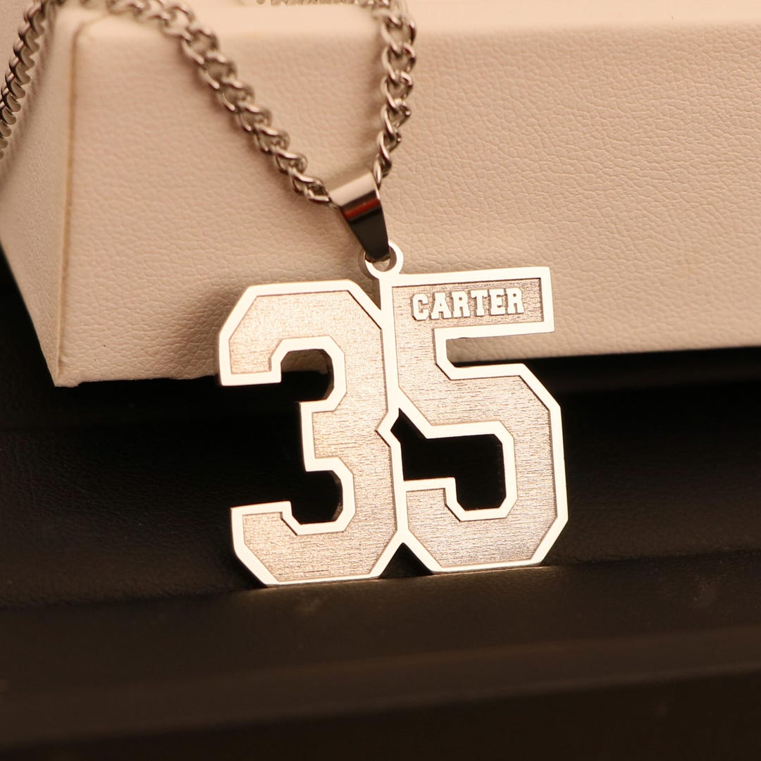 Custom Engraved Sport Number Copper Necklace, Personalized Team Pendant ...