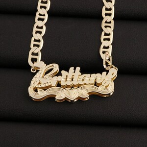 Double Name Plate ,3D Name Necklace, Gold Diamond Name Necklace, Double ...