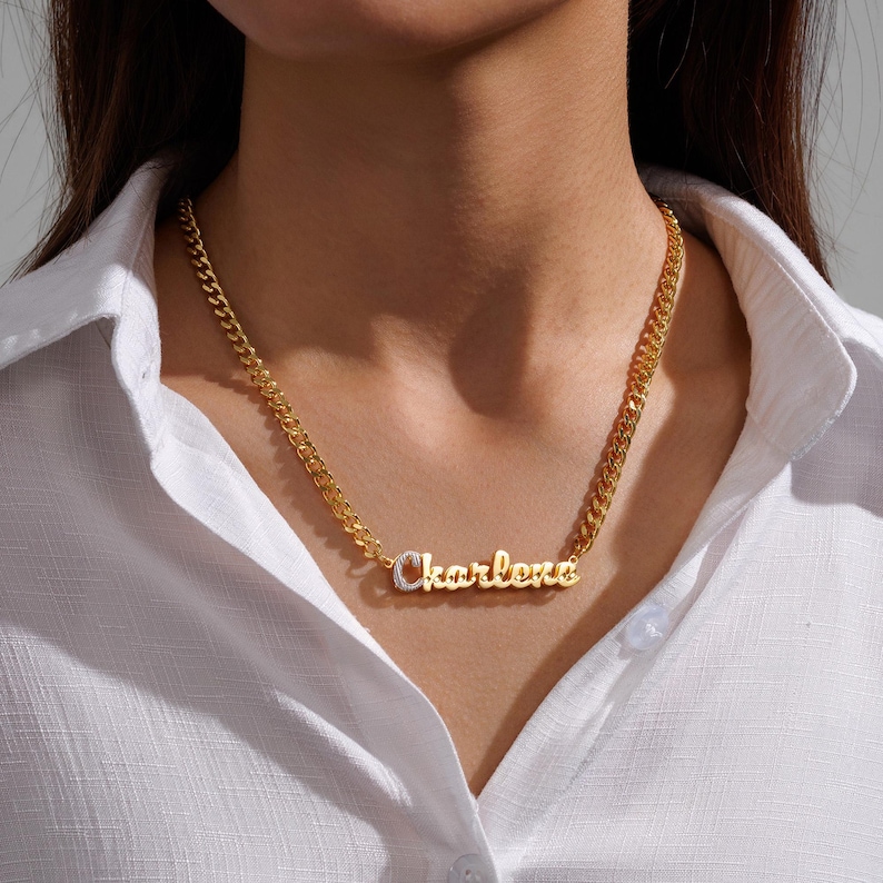 Personalized Script Name Necklace, Two-layer Nameplate Pendant - Etsy