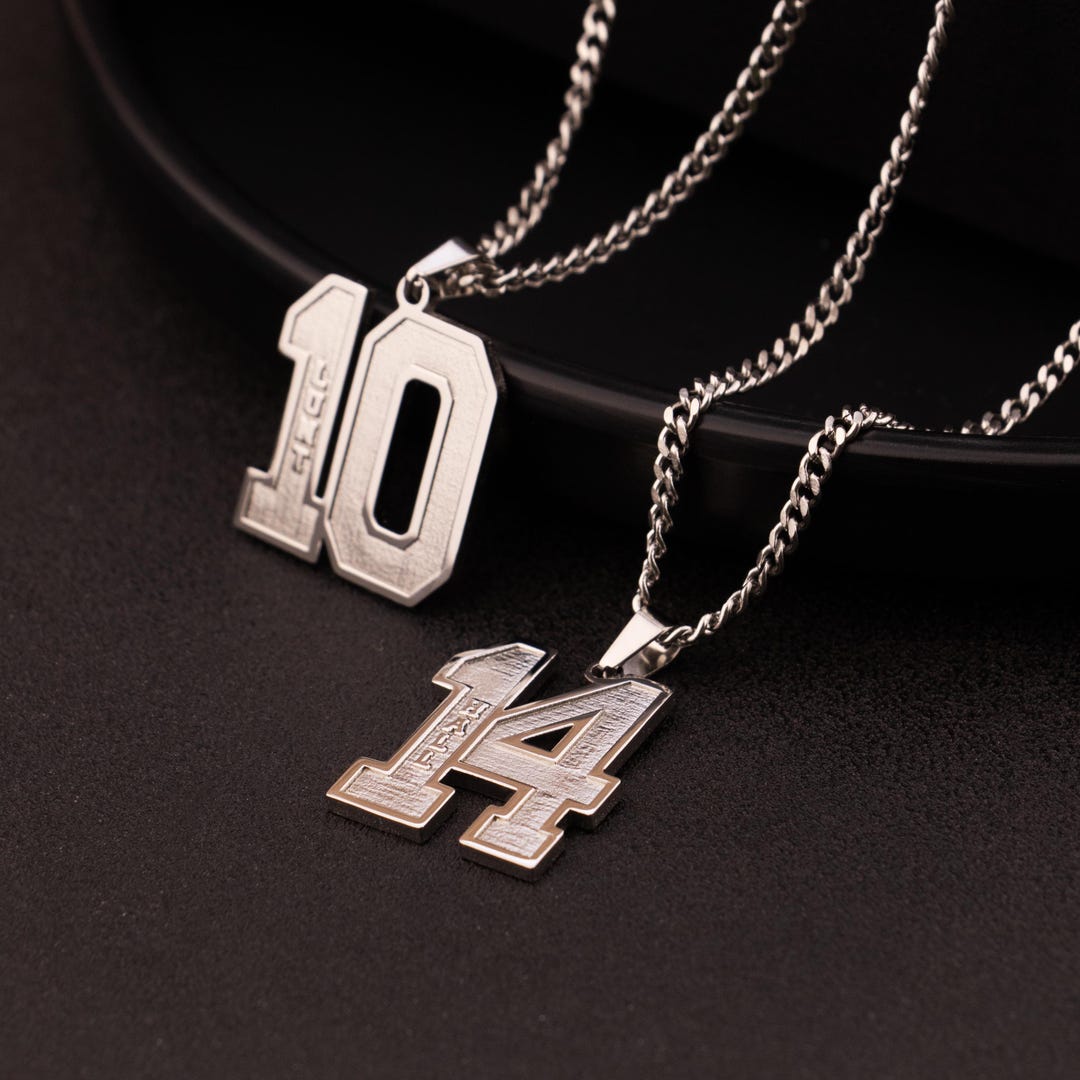 Personalized Number Necklace, Engraved Copper Pendant, Minimalist Style ...