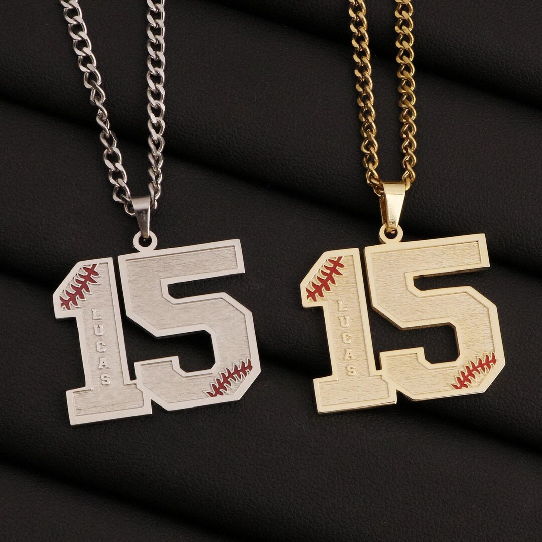 Custom Engraved Sport Number Necklace With Name, Baseball Lace Necklace ...