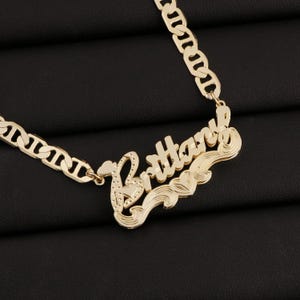 Double Name Plate ,3D Name Necklace, Gold Diamond Name Necklace, Double ...