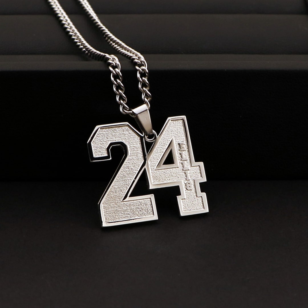 Custom Engraved Number Necklace With Chain, Personalized Sport Number ...