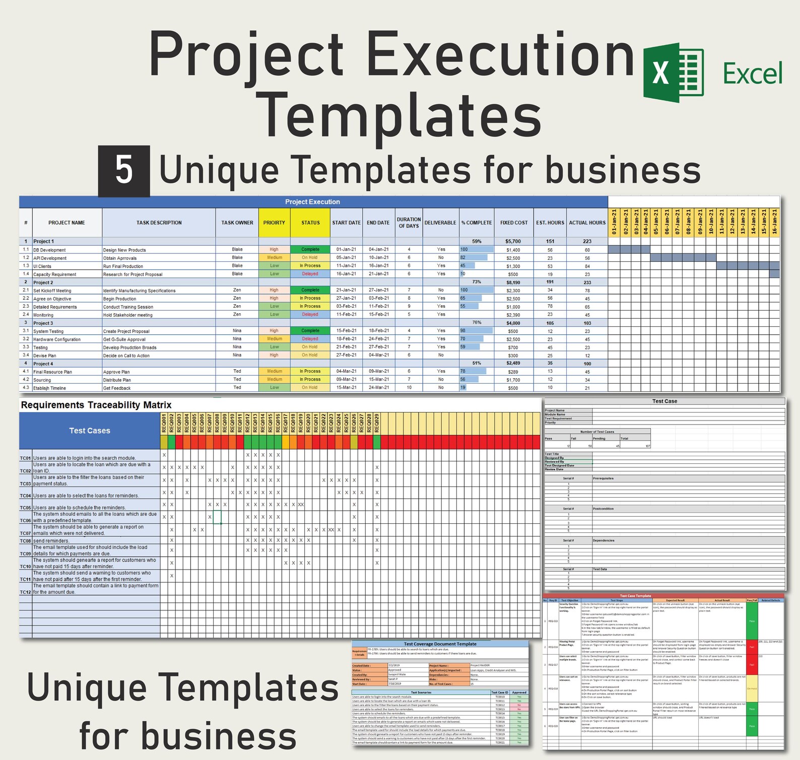 Project Execution Templates, Requirement Traceability Matrix, Project ...