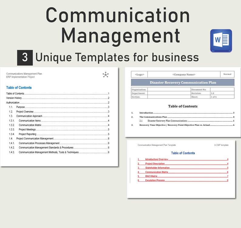 Communication Plan Template, Project Management, Project Template ...