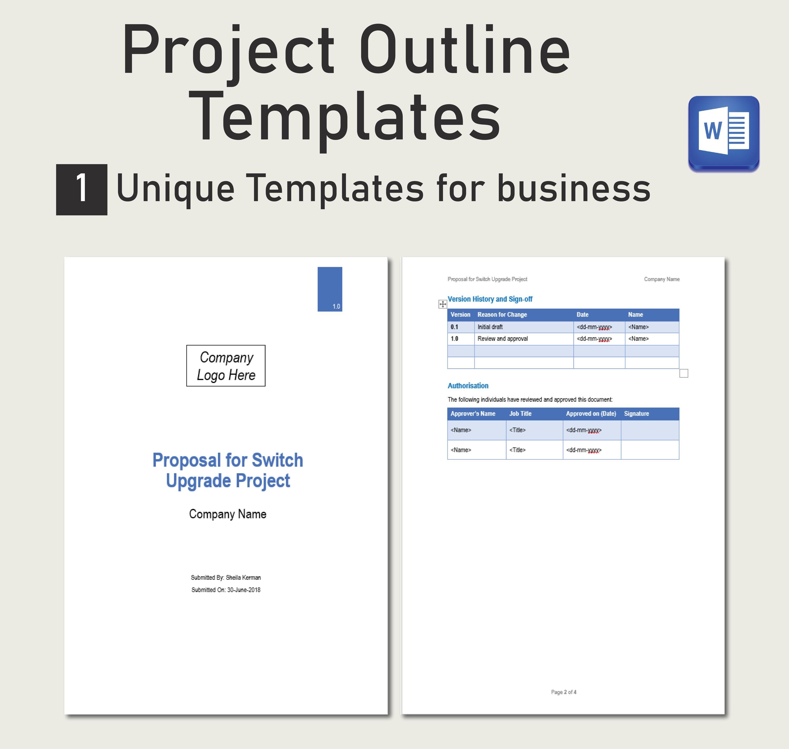 Project Outline Template for Project Initiation, Project Management ...