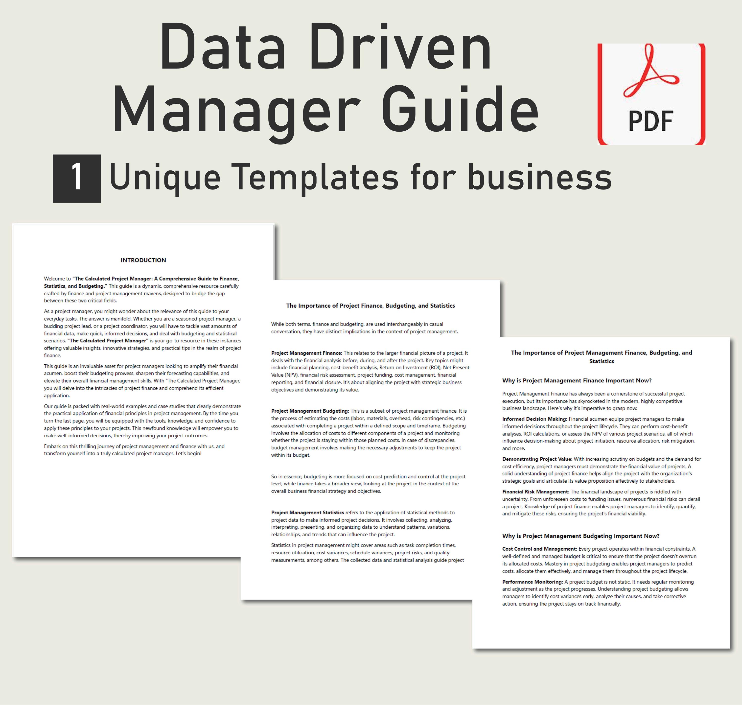 Data Driven Manager Guide, Calculated Project Manager, Management ...
