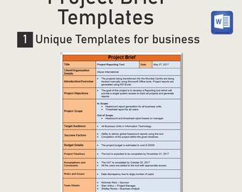 Editable Project Brief Template, Professional MS Word Project Brief ...