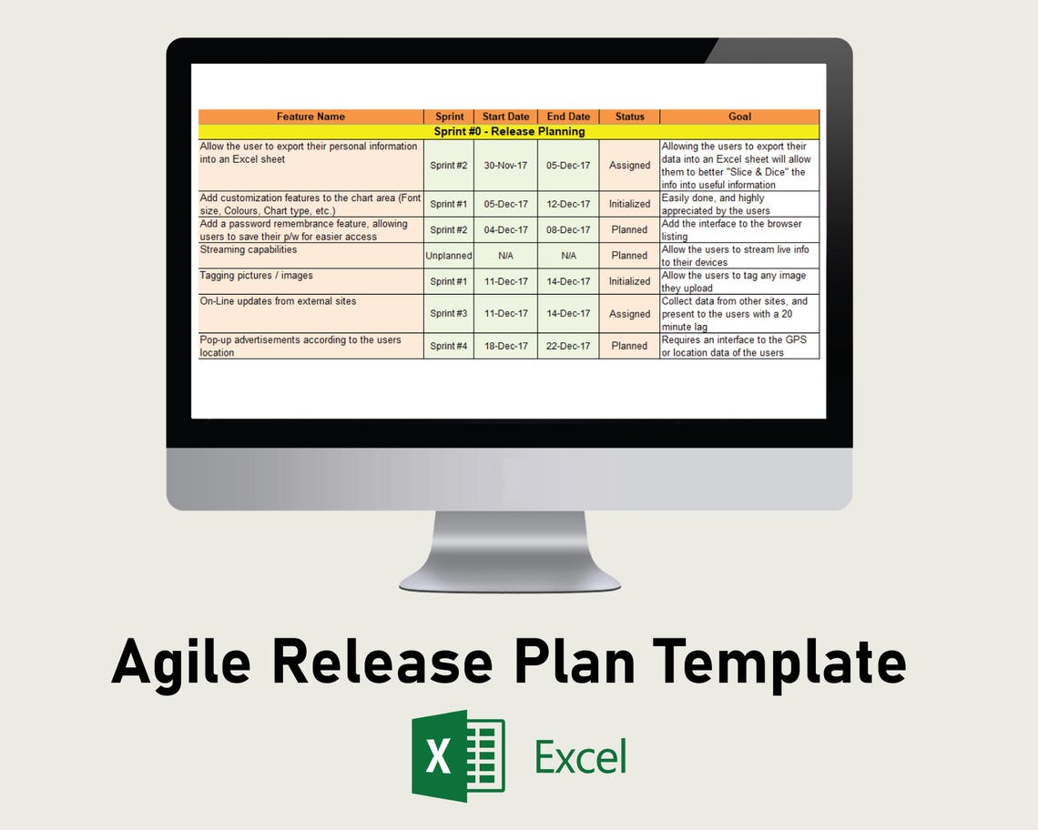 Agile Release Plan Template, Agile Development Project, Agile Release ...