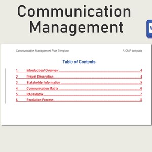 Communication Plan Template, Project Management, Project Template ...