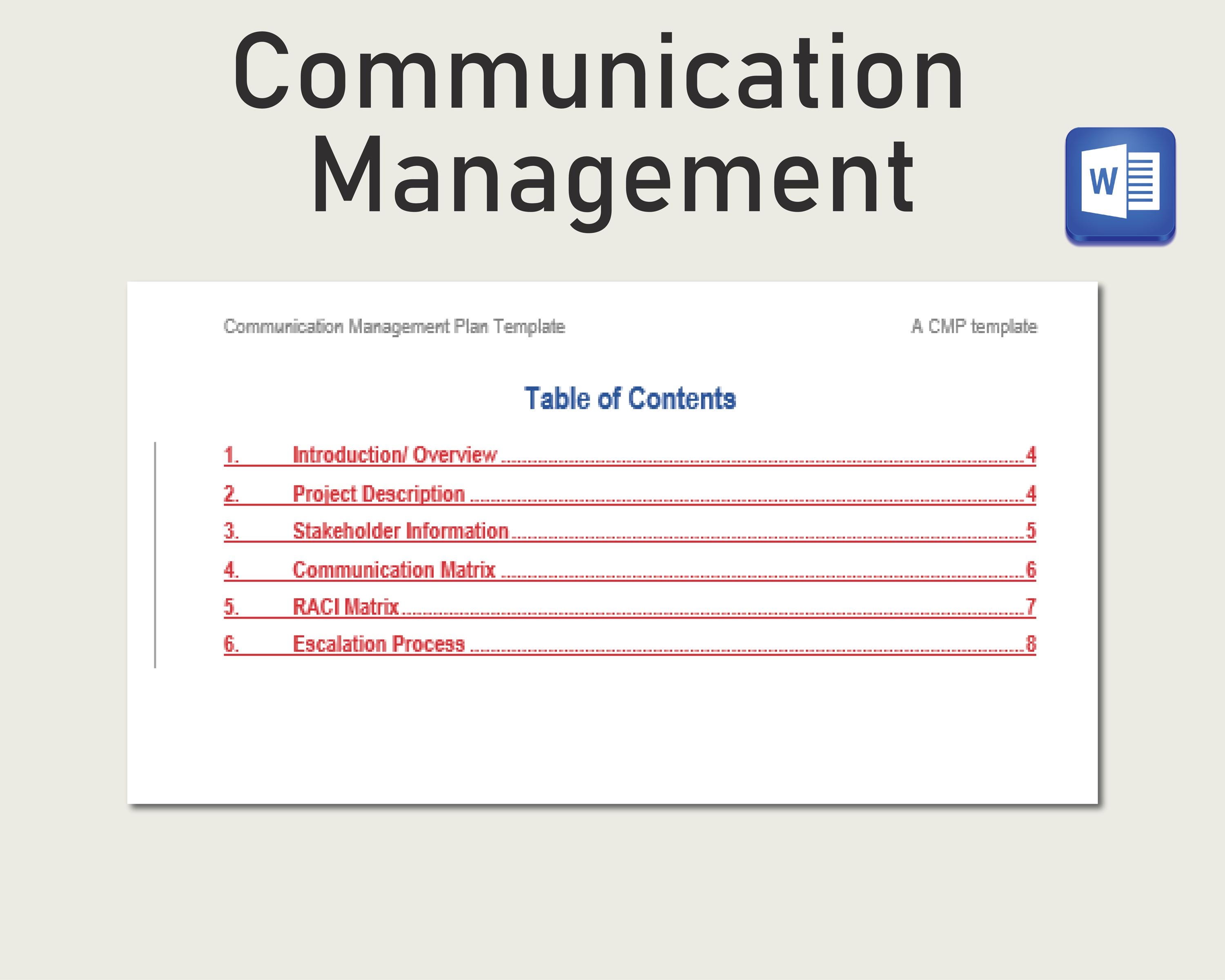 Communication Plan Template, Project Management, Project Template ...