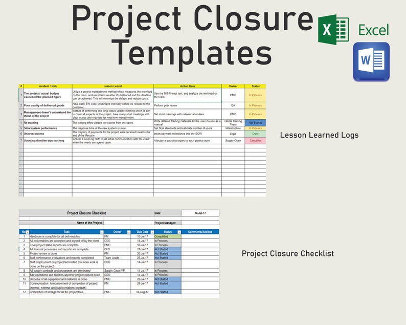 Editable Project Closure Template, Project Management, Project Execution, Project Monitoring ...