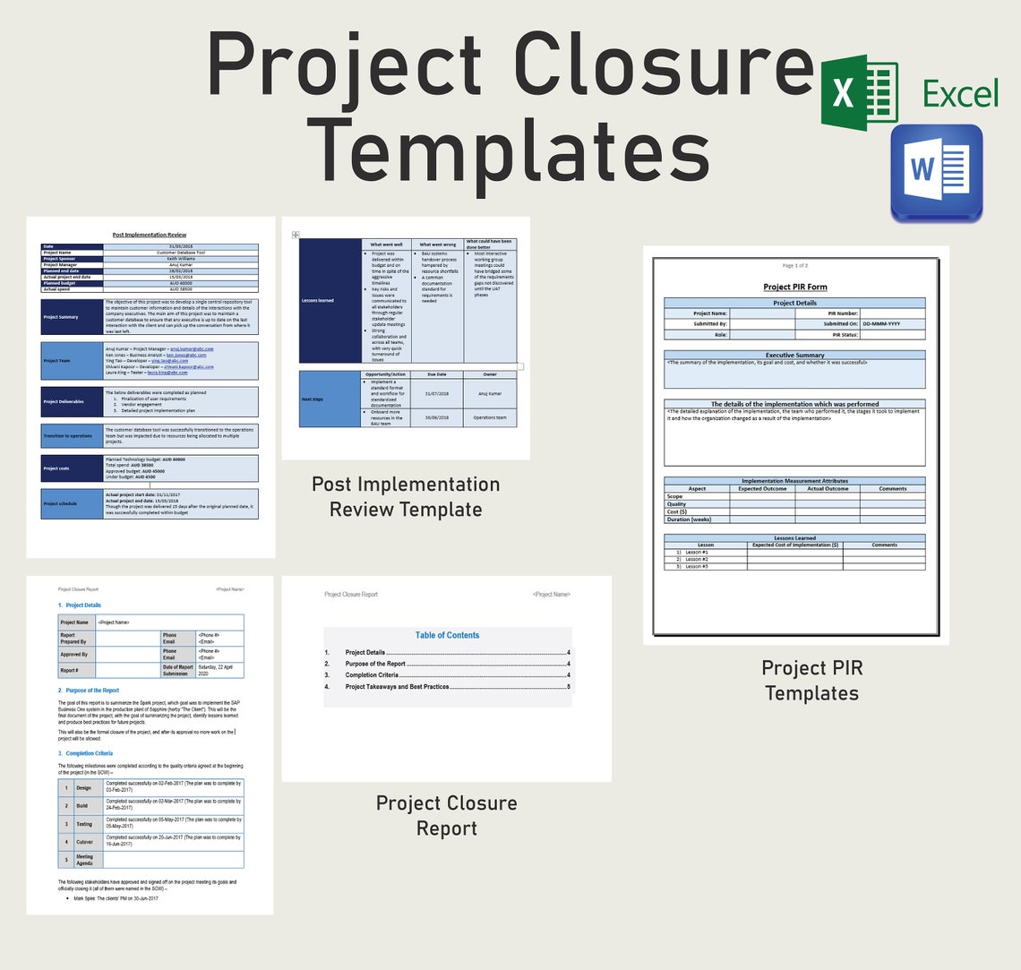 Editable Project Closure Template, Project Management, Project ...