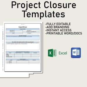 Editable Project Closure Template, Project Management, Project ...