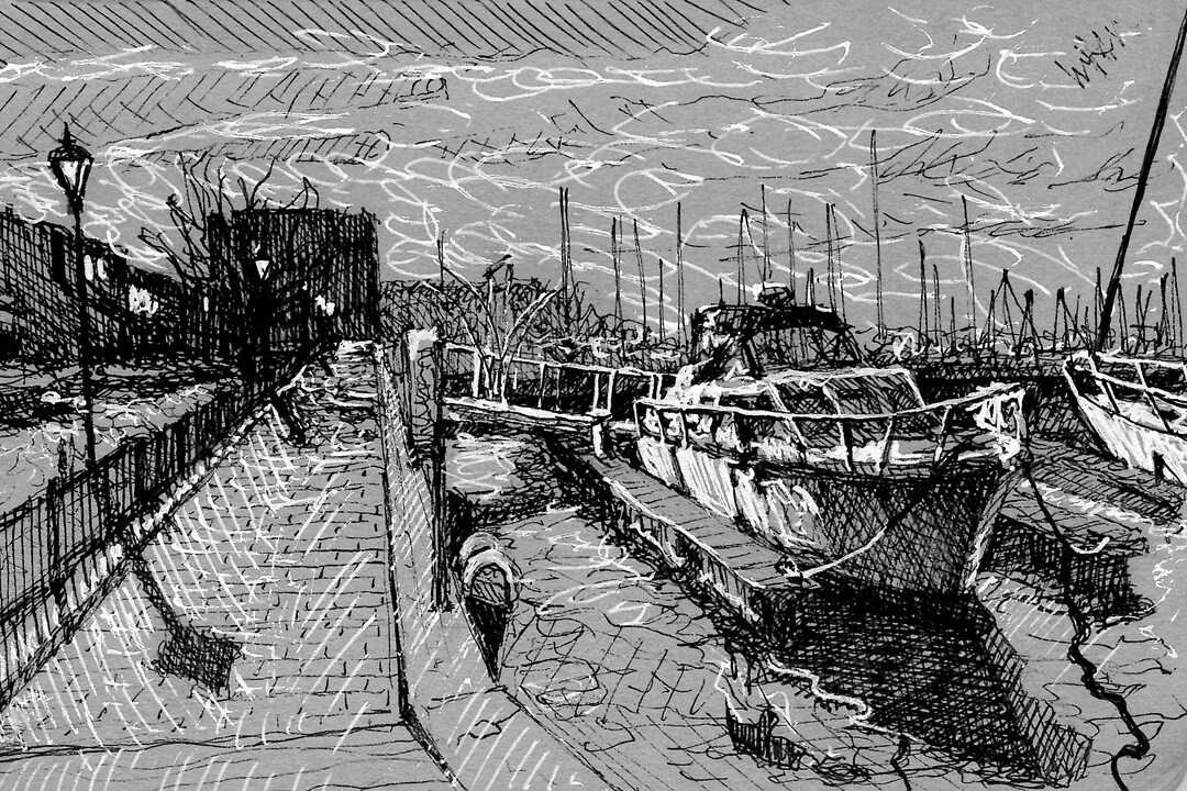 Drawing of Baltimore, Canton, Pen Drawing, Waterfront, Boats - Etsy