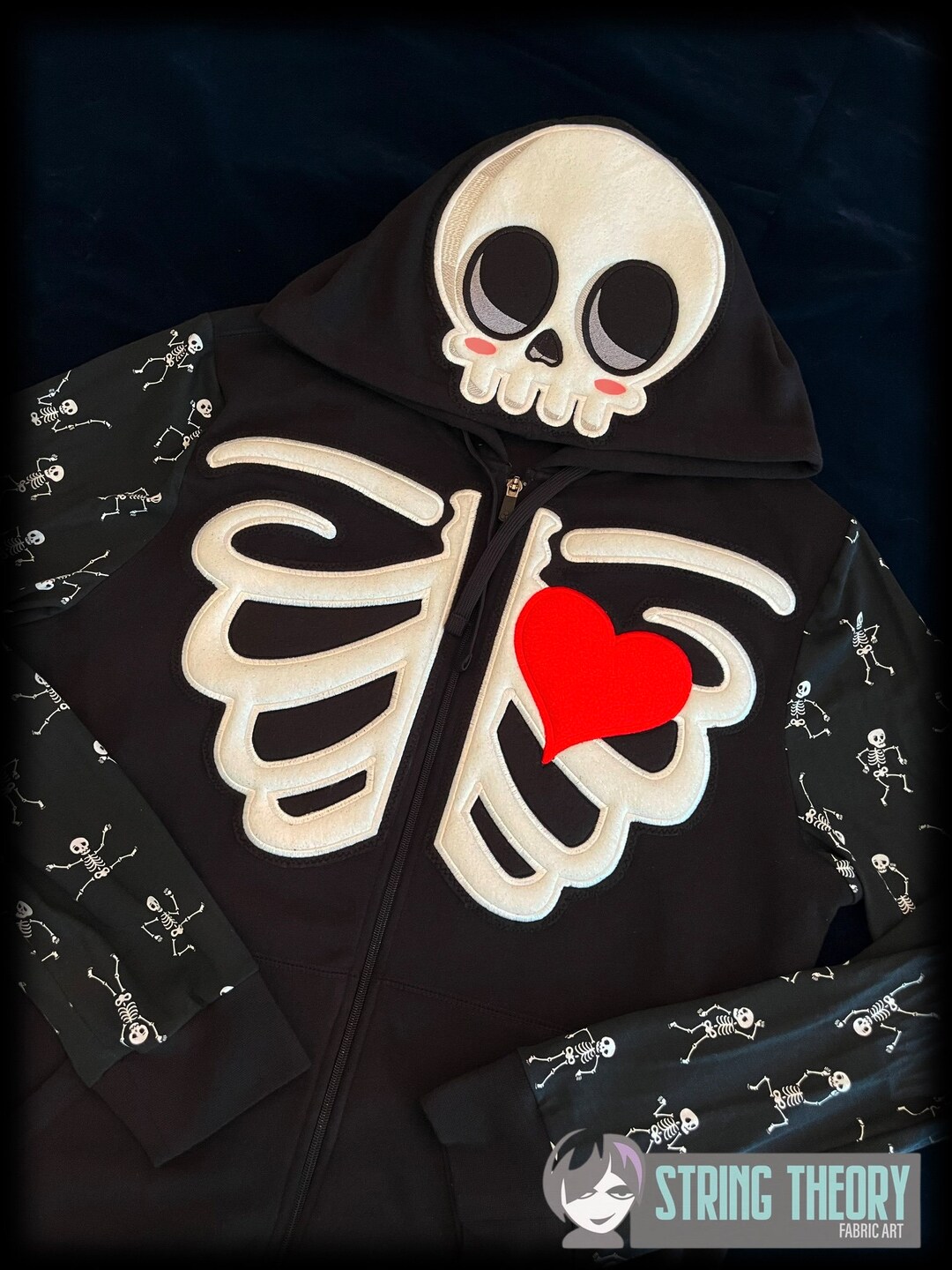 Chibi Skele Skeleton Appliqué Triple Split 4x4 Hoop Machine Embroidery ...