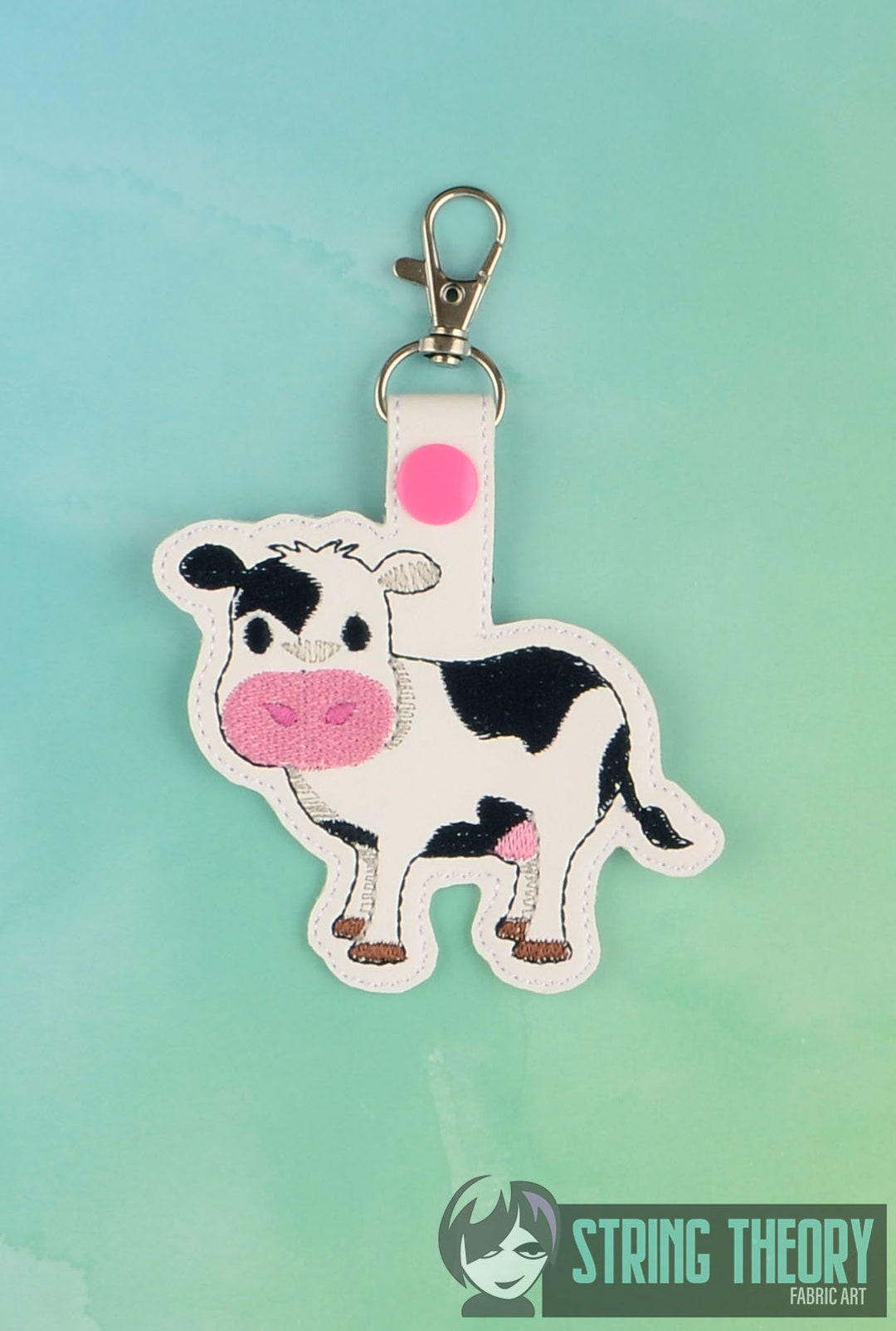 Chibi Cow Snap Tab Key Fob ITH in the Hoop Snap Tab Key Fob 4x4 Hoop ...
