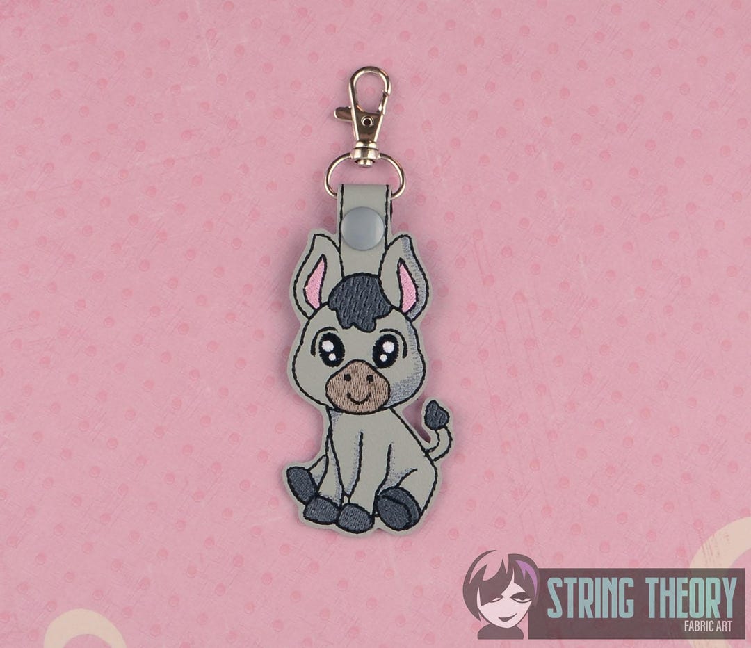 Chibi Donkey ITH in the Hoop Snap Tab Key Fob 4x4 Hoop Machine ...