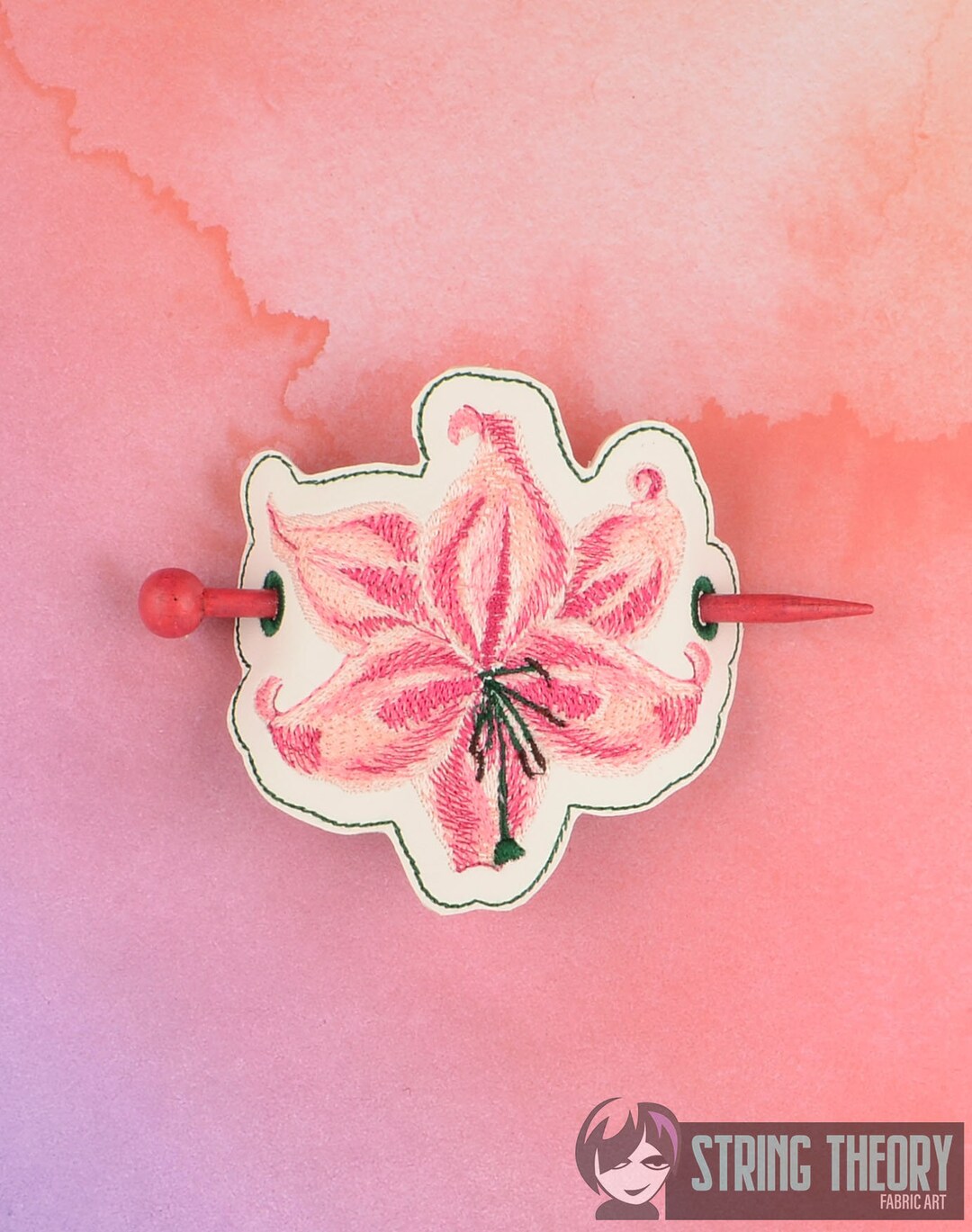 Stargazer Lily Bun Cover ITH in the Hoop Bun Cover 4x4 Hoop Machine ...