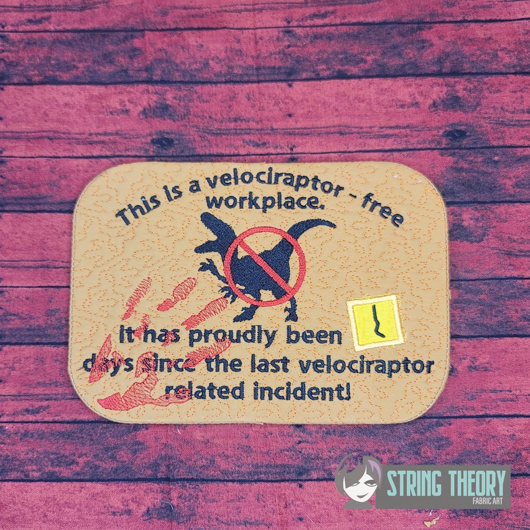 This is a Velociraptor Free Workplace Mug Rug ITH in the Hoop Mug Rug ...