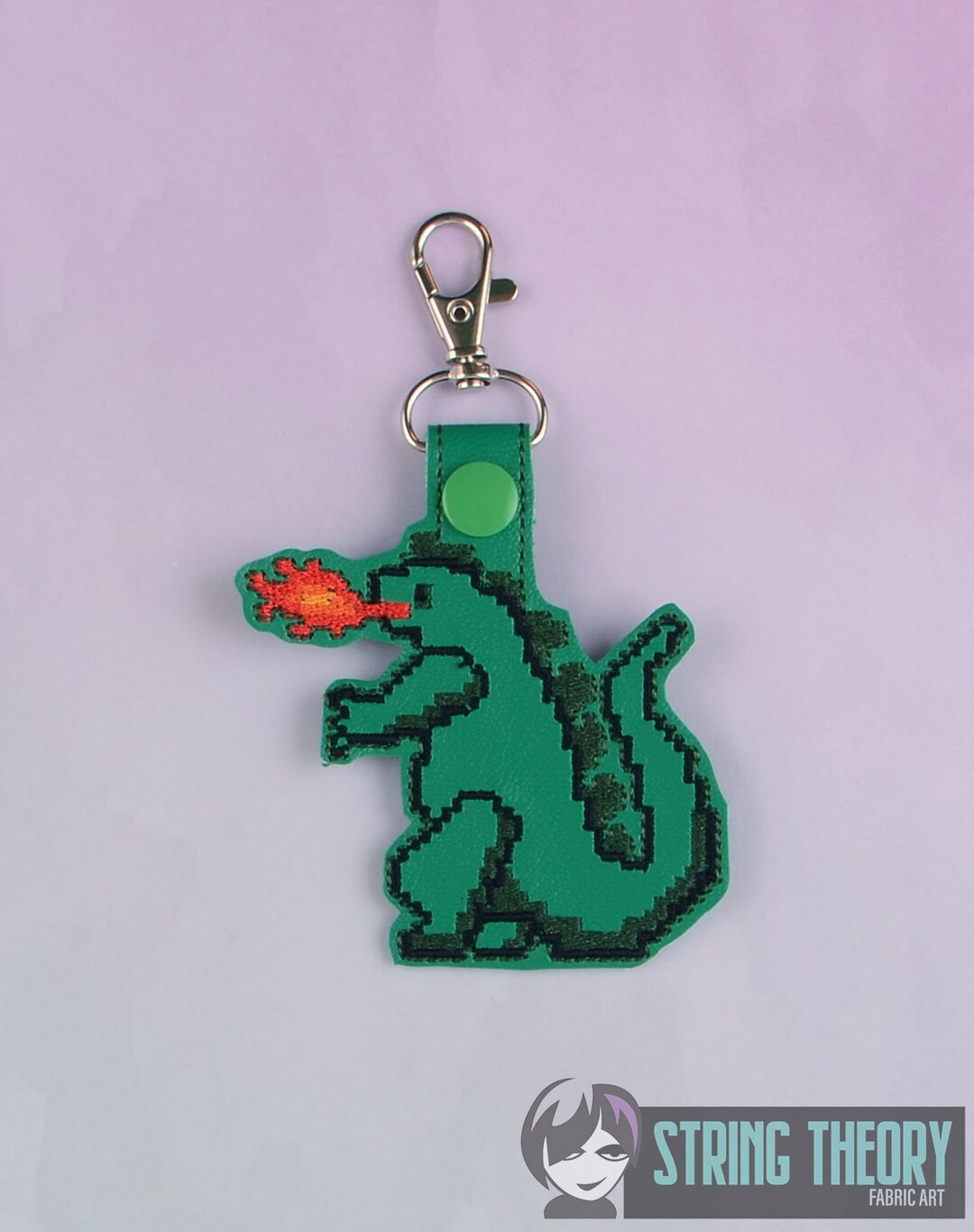 8 Bit Godzilla Snap Tab Key Fob ITH in the Hoop Snap Tab Key Fob 4x4 ...